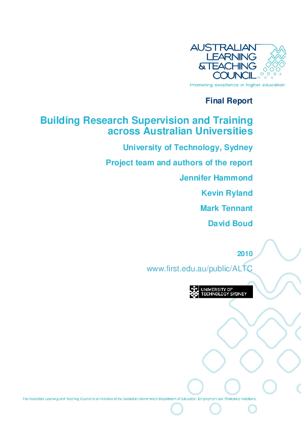 (PDF) Building Research Supervision and Training across Australian ...