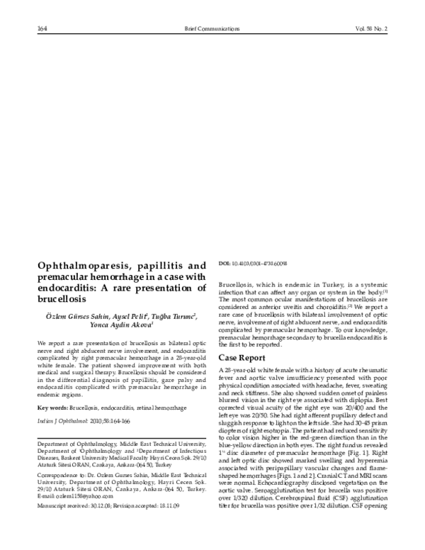 (PDF) Ophthalmoparesis, papillitis and premacular hemorrhage in a case ...