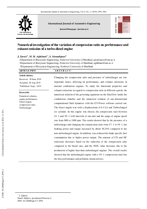 (PDF) Numerical investigation of the variation of compression ratio on ...