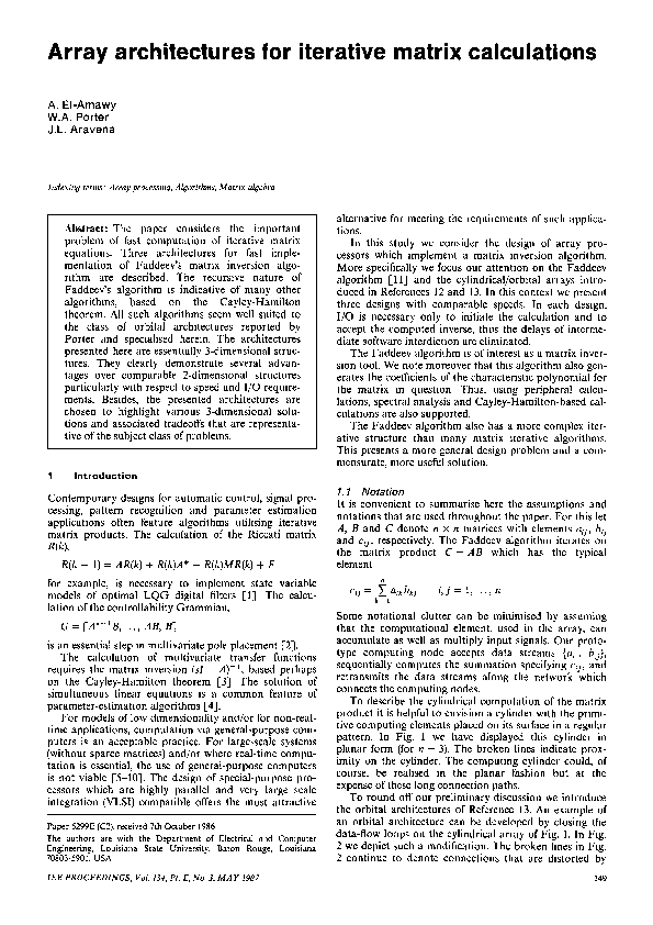 (PDF) 3D Array Architectures for Matrix Inversion