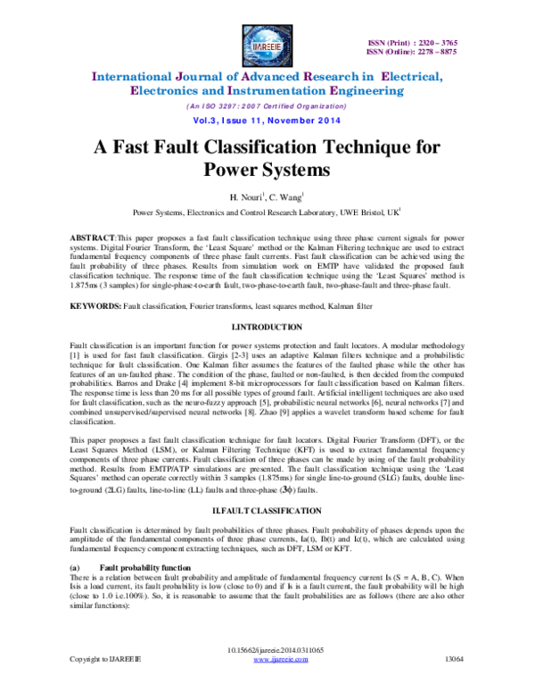 Pdf A Modular Methodology For Fast Fault Detection And Classification In Power Systems