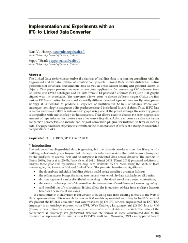 (PDF) IFC to RDF Converter for Linked Data