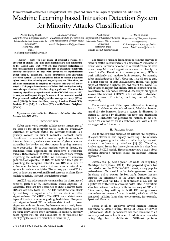 (PDF) Machine Learning based Intrusion Detection System for Minority ... (PDF) Machine Learning based Intrusion Detection System for Minority ...