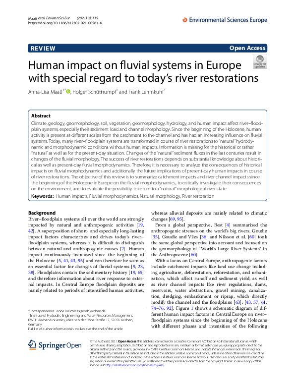 (PDF) Human impact on fluvial systems in Europe with special regard to ...