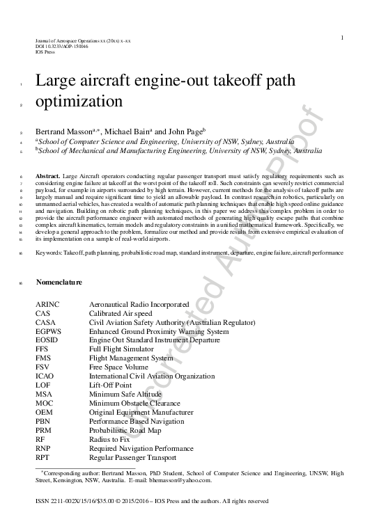 (PDF) Large aircraft engine-out takeoff path optimization