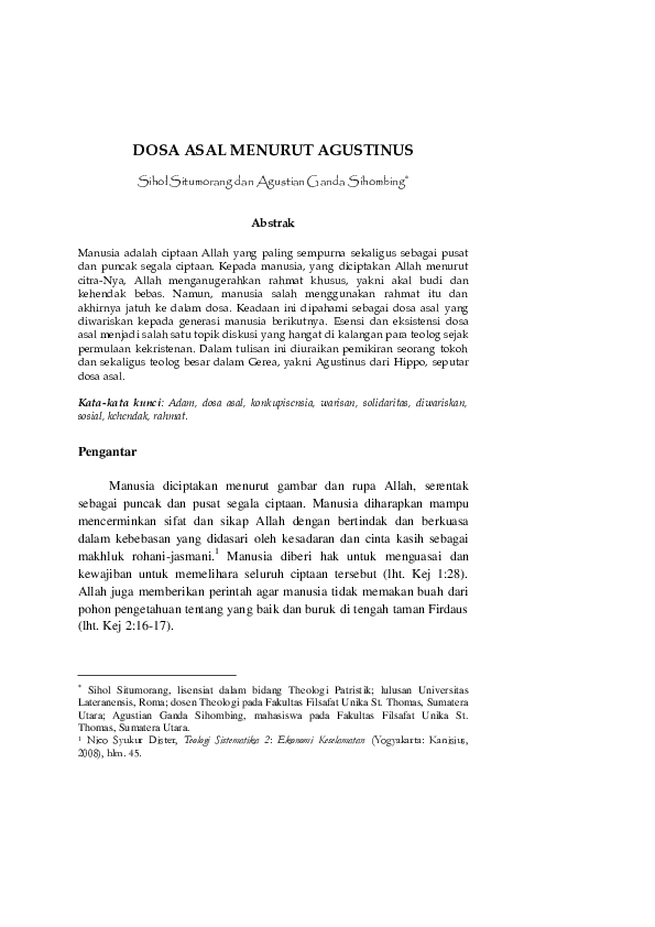 (PDF) Dosa Asal Menurut Agustinus