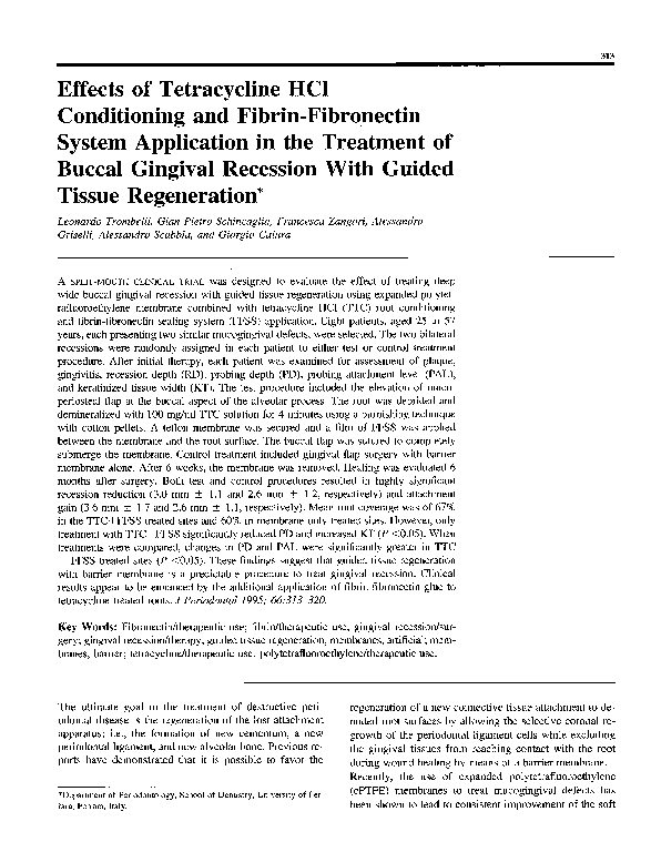 (PDF) Effects of Tetracycline HCl Conditioning and Fibrin-Fibronectin ...