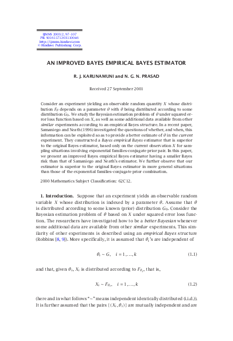 (PDF) An improved Bayes empirical Bayes estimator