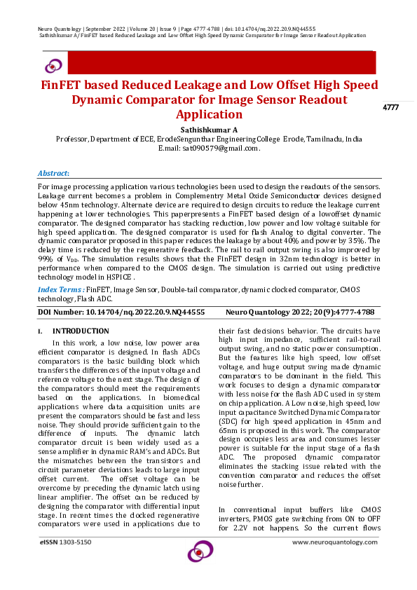 (PDF) FinFET based Reduced Leakage and Low Offset High Speed Dynamic ...