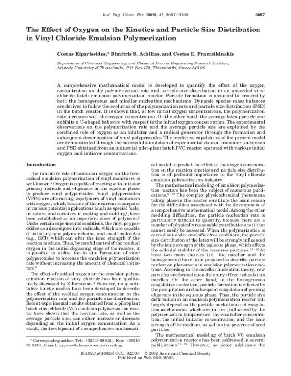 (PDF) The Effect of Oxygen on the Kinetics and Particle Size Distribution in Vinyl Chloride ...