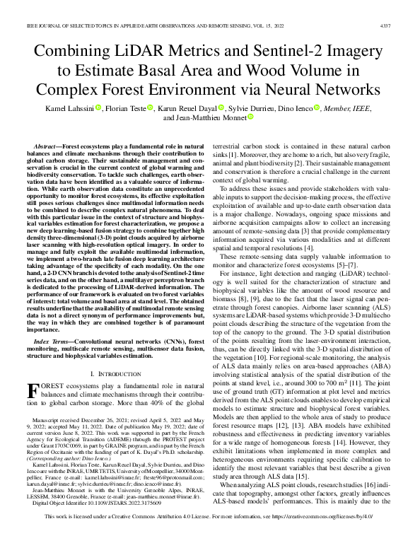 (PDF) Combining LiDAR Metrics and Sentinel-2 Imagery to Estimate Basal Area and Wood Volume in ...