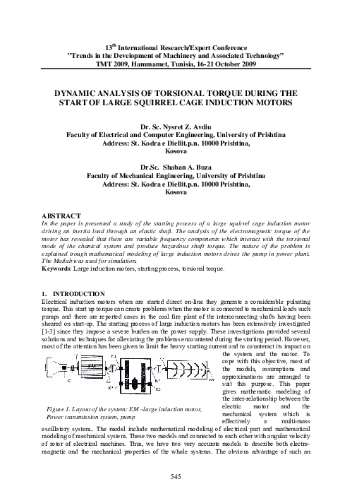 (PDF) Dynamic Analysis of Torsional Torque During the Start of Large ...