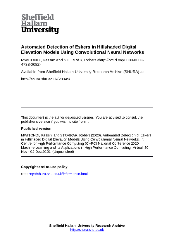 (PDF) Automated Detection of Eskers in Hillshaded Digital Elevation Models Using Convolutional ...