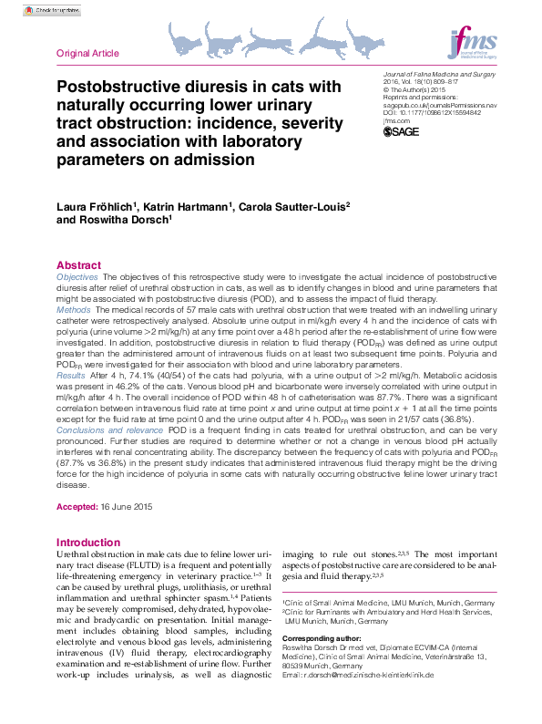 (PDF) Postobstructive diuresis in cats with naturally occurring lower ...