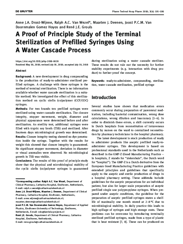 (PDF) A Proof of Principle Study of the Terminal Sterilization of ...