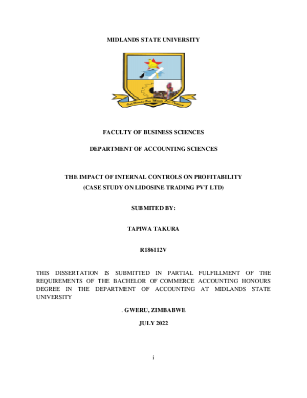 (PDF) MIDLANDS STATE UNIVERSITY FACULTY OF BUSINESS SCIENCES DEPARTMENT ...