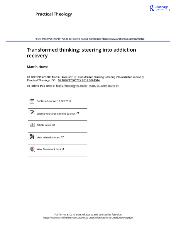 (PDF) Transformed thinking: steering into addiction recovery