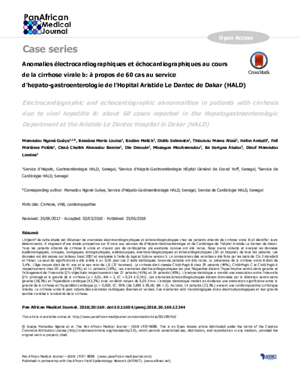 (PDF) Anomalies électrocardiographiques et échocardiographiques au cours de la cirrhose virale b ...