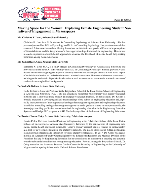 (PDF) Making Space for the Women: Exploring Female Engineering Student ...
