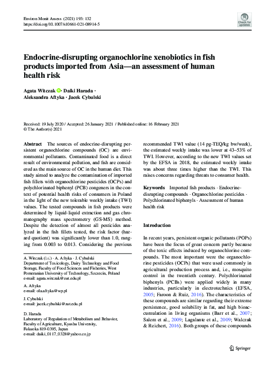 (PDF) Endocrine-disrupting organochlorine xenobiotics in fish products ...