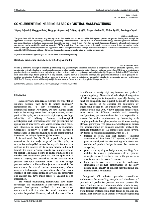 (PDF) Concurrent engineering based on virtual manufacturing