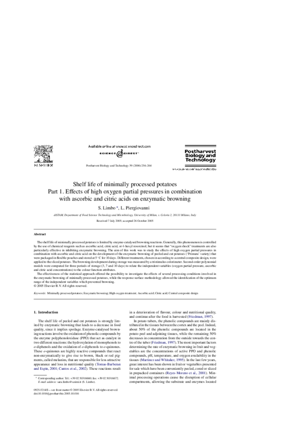 (PDF) Shelf life of minimally processed potatoes