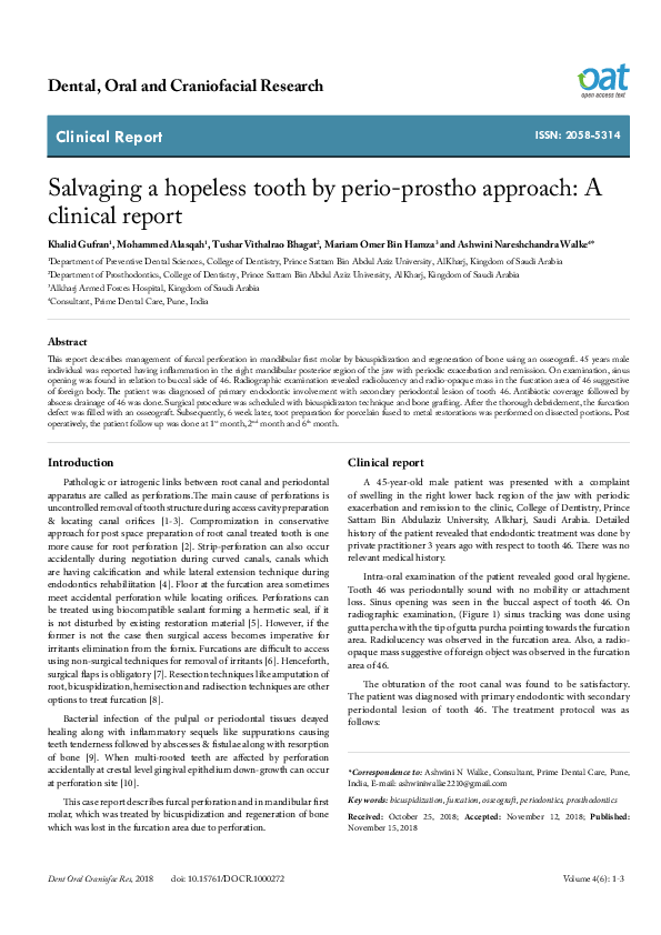 (PDF) Salvaging a hopeless tooth by perio-prostho approach: A clinical ...