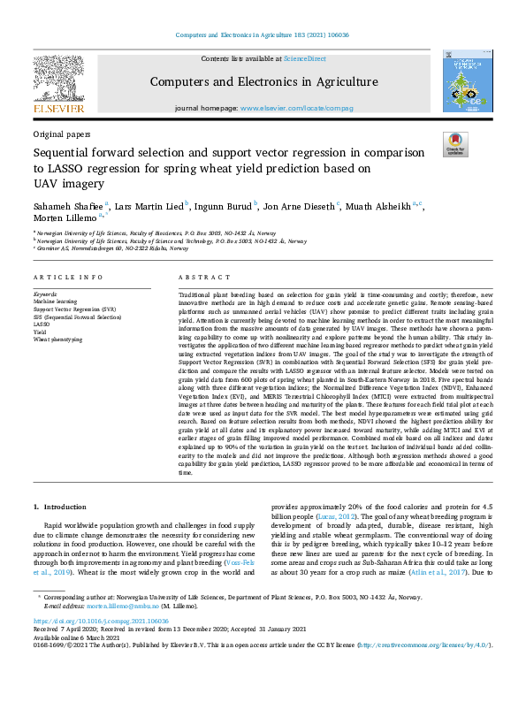 Pdf Sequential Forward Selection And Support Vector Regression In