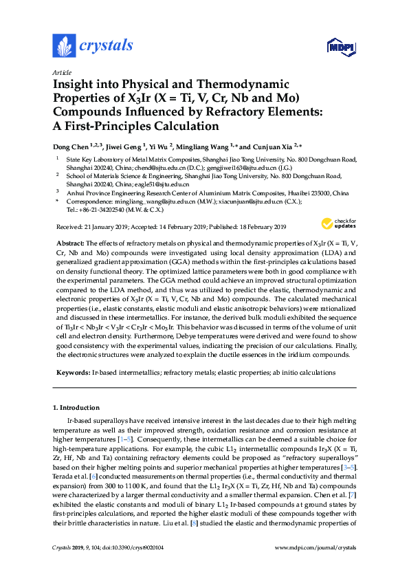 (PDF) Insight into Physical and Thermodynamic Properties of X3Ir (X = Ti, V, Cr, Nb and Mo ...
