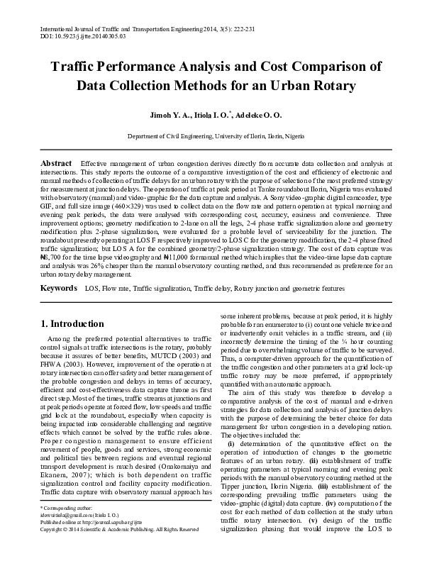 (PDF) Comparative Analysis of Traffic Data Methods