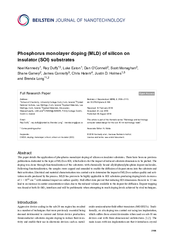 (PDF) Phosphorus monolayer doping (MLD) of silicon on insulator (SOI ...