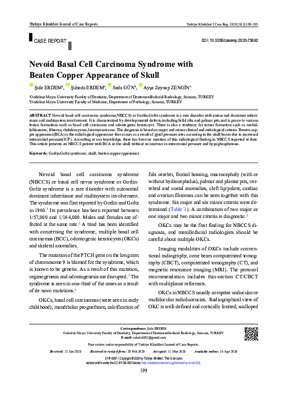 (PDF) Nevoid Basal Cell Carcinoma Syndrome with Beaten Copper ...