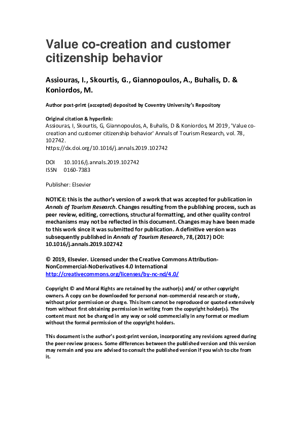 (PDF) Value co-creation and customer citizenship behavior