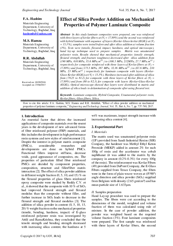 (PDF) Effect of Silica Powder Addition on Mechanical Properties of ...