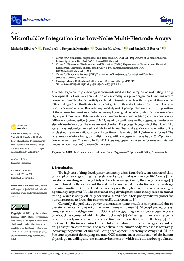 (PDF) Microfluidics Integration into Low-Noise Multi-Electrode Arrays