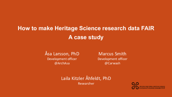(PDF) How to make Heritage Science research data FAIR: a case study
