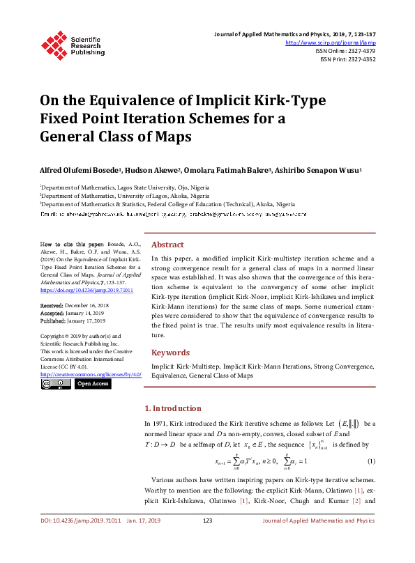 (PDF) On the Equivalence of Implicit Kirk-Type Fixed Point Iteration ...