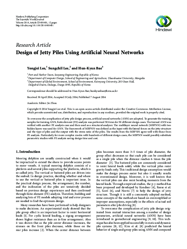 (PDF) Design of jetty piles using artificial neural networks