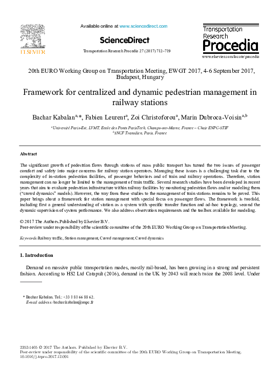 (PDF) Framework for centralized and dynamic pedestrian management in railway stations
