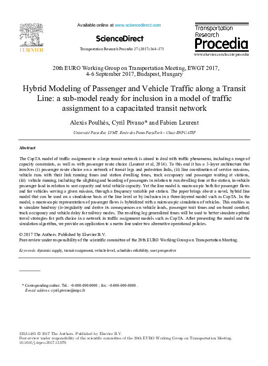 (PDF) Hybrid Modeling of Passenger and Vehicle Traffic along a Transit ...