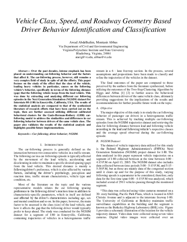 (PDF) Vehicle Class, Speed, and Roadway Geometry Based Driver Behavior ...