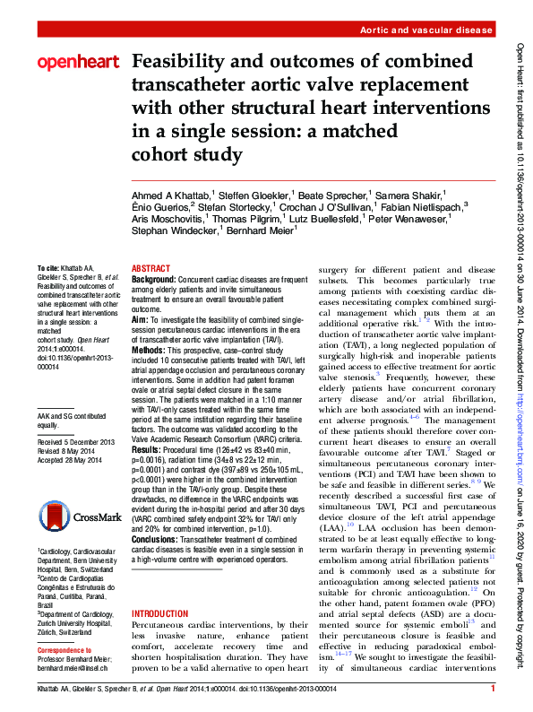 (PDF) Feasibility and outcomes of combined transcatheter aortic valve ...