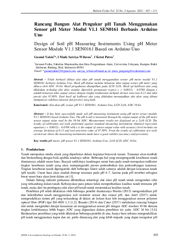 (PDF) Design of Soil pH Measuring Instruments Using pH Meter Sensor ...