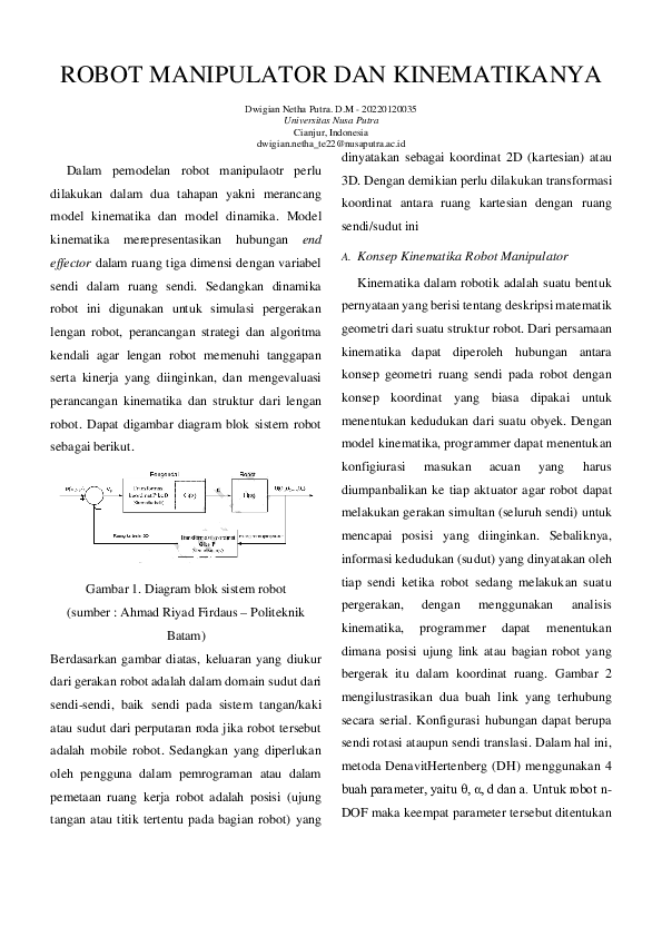 (PDF) ROBOT MANIPULATOR DAN KINEMATIKANYA