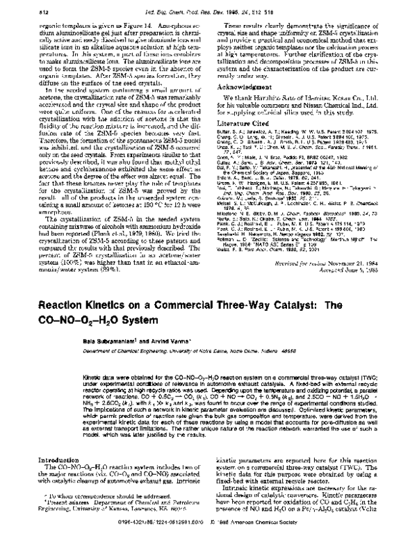 (PDF) Reaction kinetics on a commercial three-way catalyst: the carbon ...