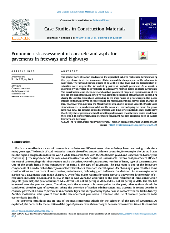 (PDF) Economic risk assessment of concrete and asphaltic pavements in ...