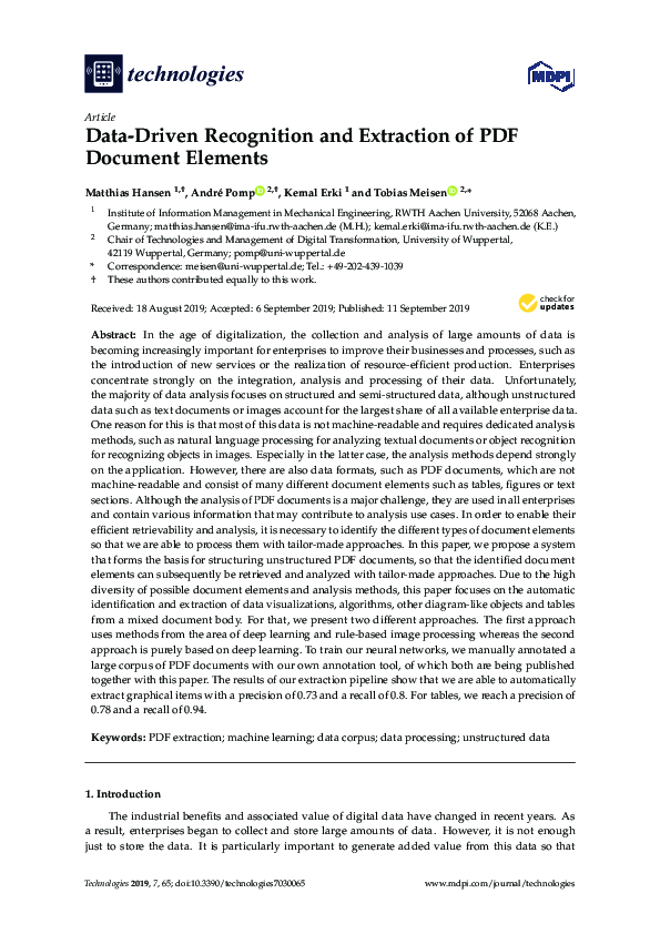 Pdf Data Driven Recognition And Extraction Of Pdf Document Elements