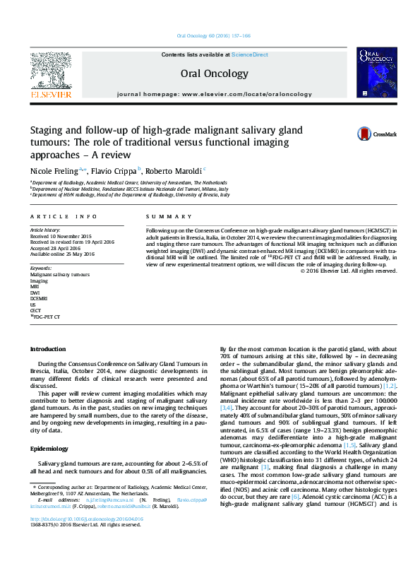 (PDF) Staging and follow-up of high-grade malignant salivary gland ...