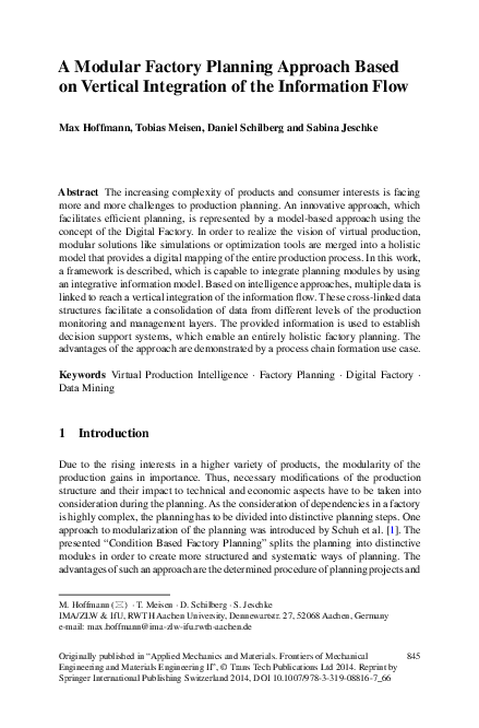 A Modular Factory Planning Approach Based on Vertical Integration of ...