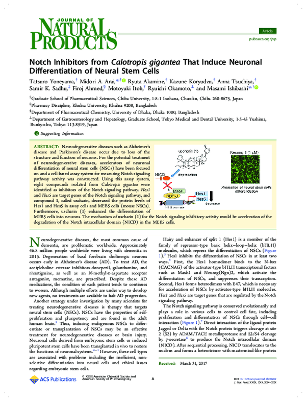 (PDF) Notch Inhibitors from Calotropis gigantea That Induce Neuronal ...